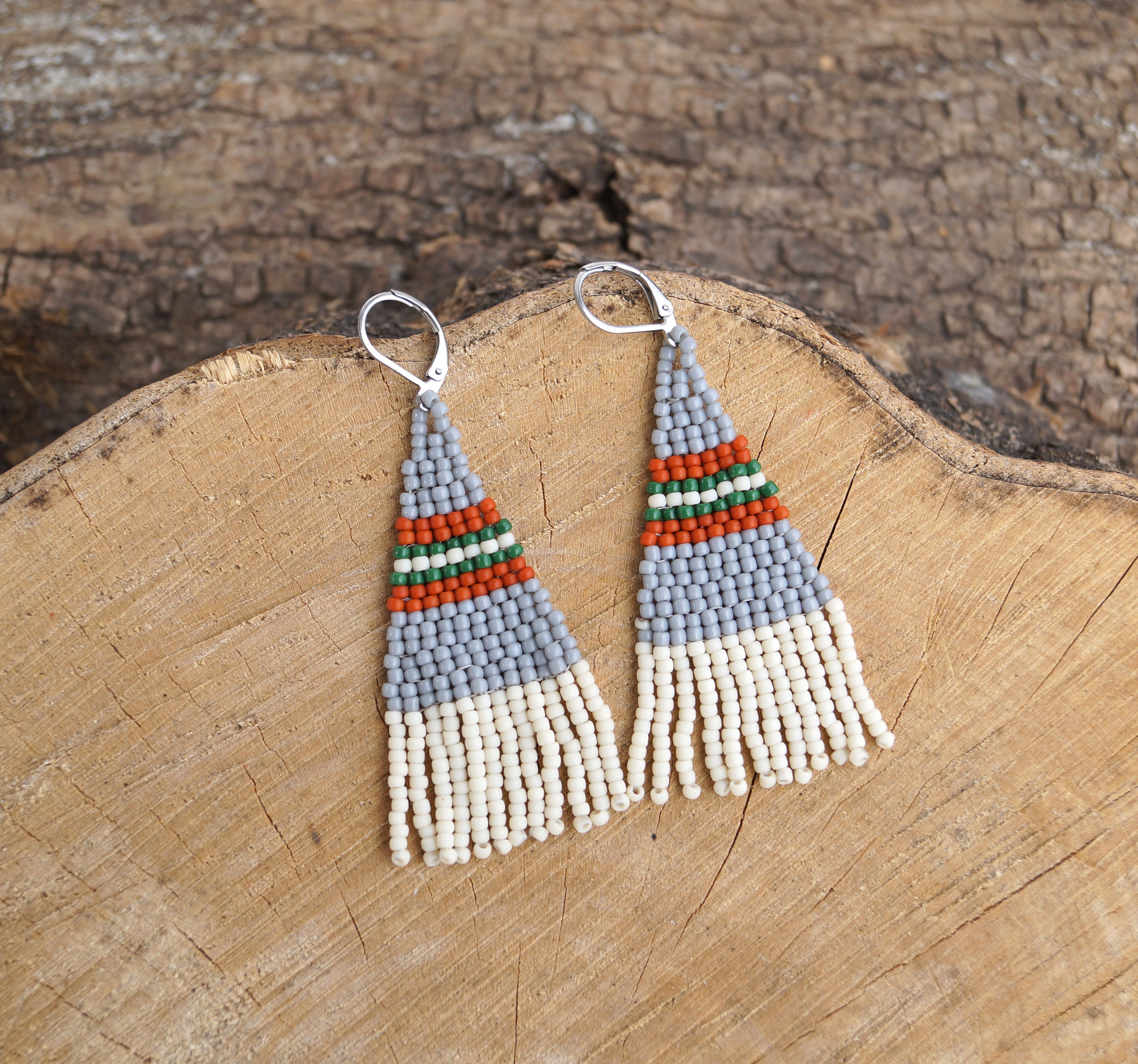 Native Beaded Earrings, Native Bead Earrings Rainbow, Handmade Earrings ...
