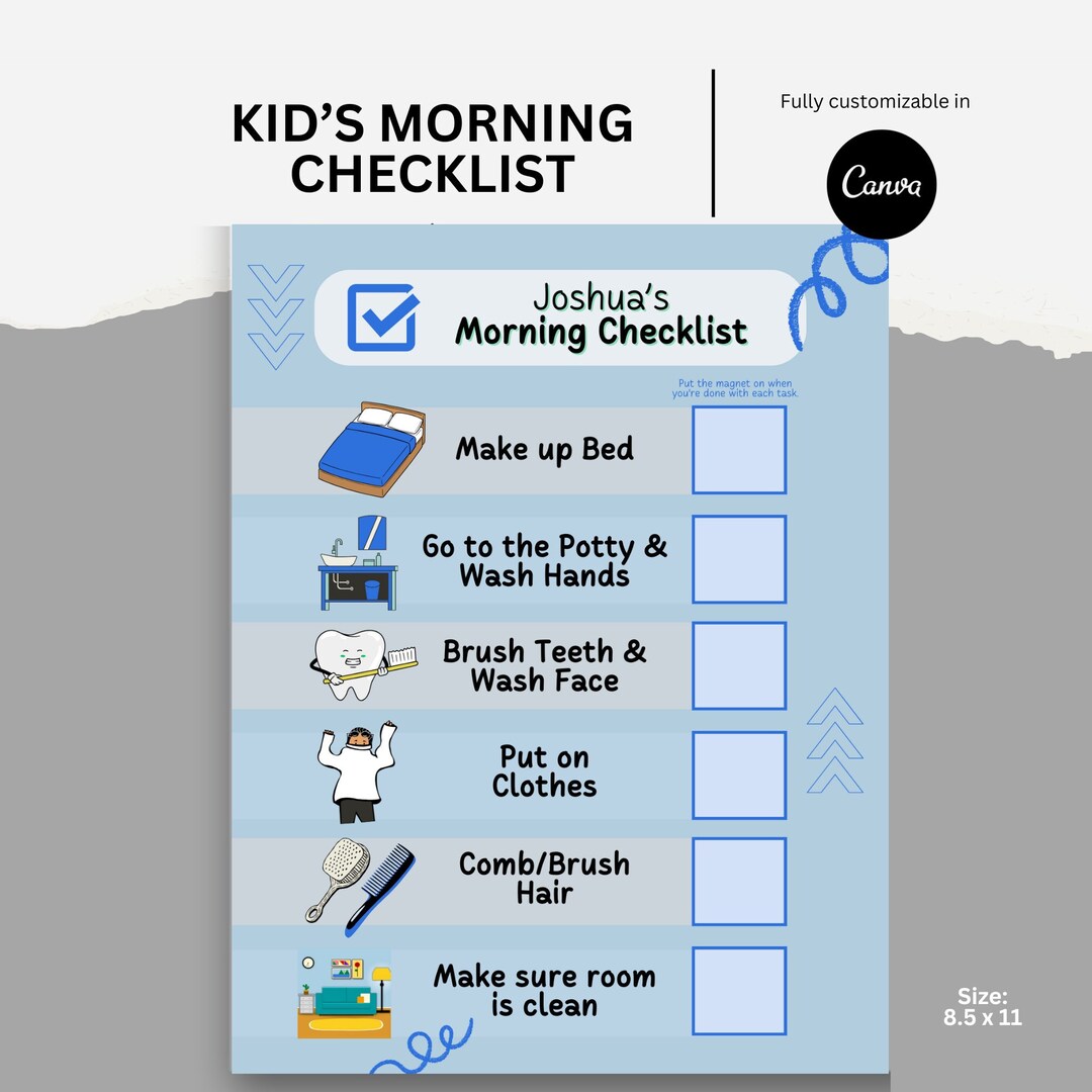 Kid's Morning Checklist - Etsy