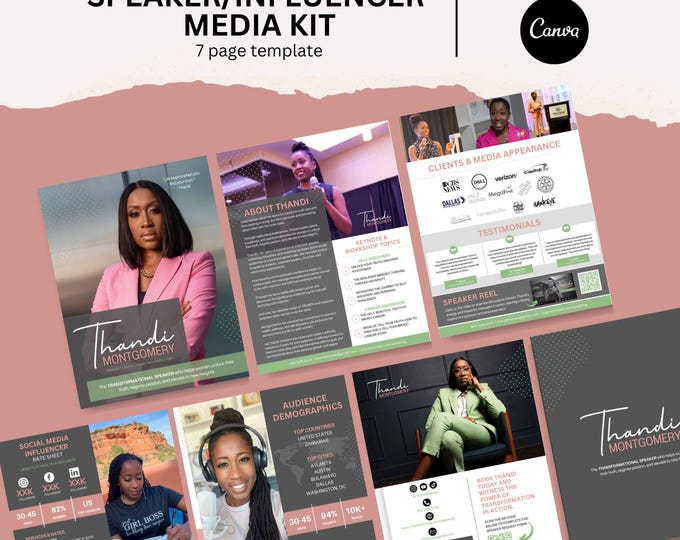 Speaker Media Kit Template, Speaker Sheet Template, Canva Media Kit for Keynote Speakers, Book ...