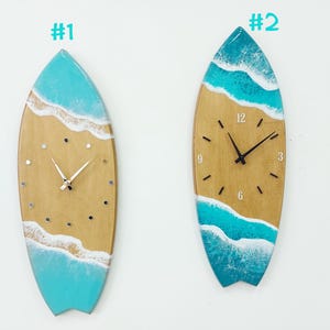 Aqua Surfboard Clock With Tropical Ocean Waves Beachy Room Decor ...