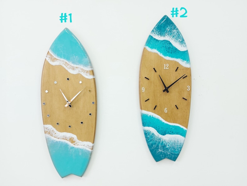 Aqua Surfboard Clock With Tropical Ocean Waves Beachy Room Decor ...