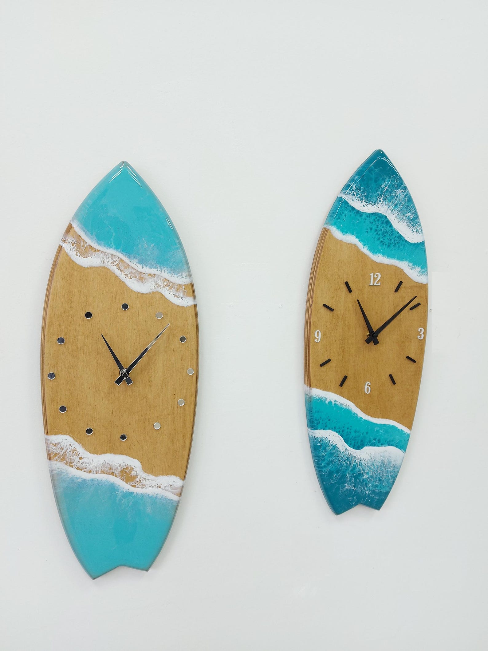 Aqua Surfboard Clock With Tropical Ocean Waves Beachy Room Decor ...