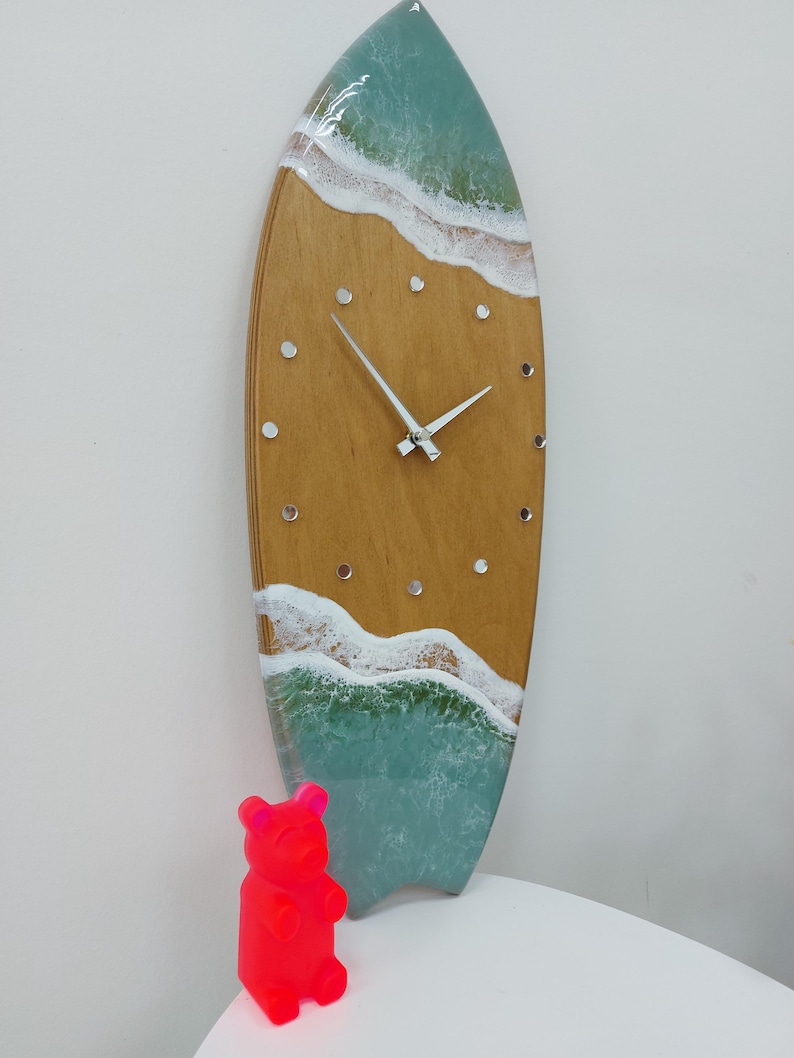 Surfboard Clock With Ocean Waves Beachy Room Decor Surfboard Wall Art ...
