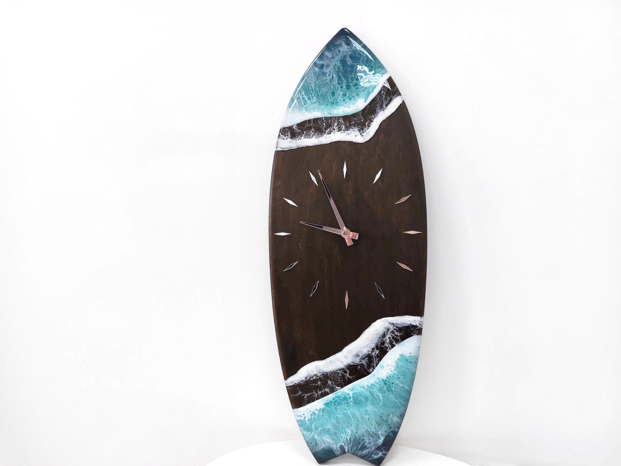 Surfboard Clock With Ocean Waves Beachy Room Decor Surfboard Wall Art ...