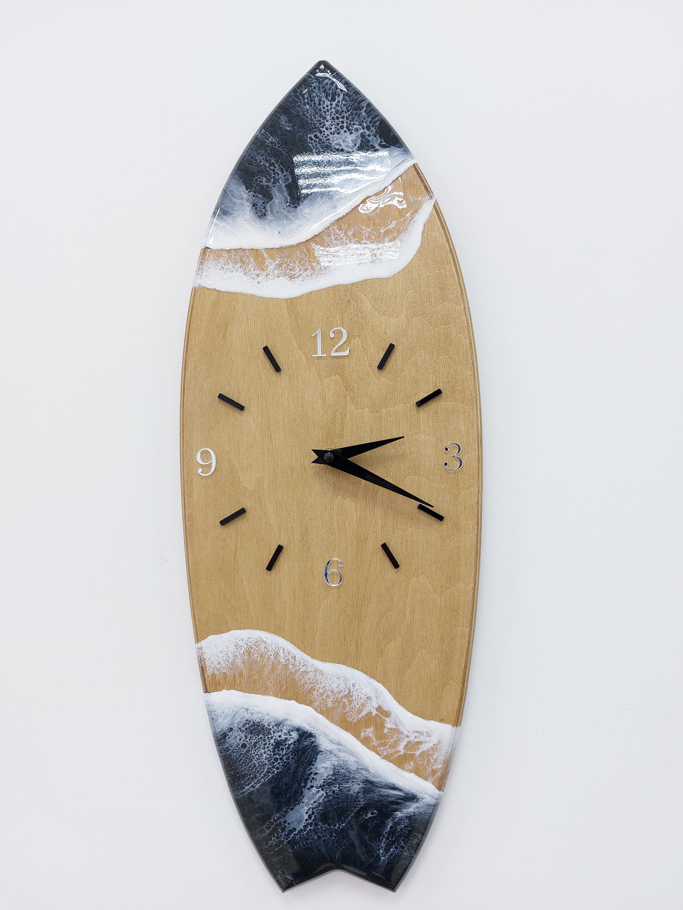 Surfboard Wall Clock Beachy Room Decor Surfboard Wall Art Ocean Resin ...