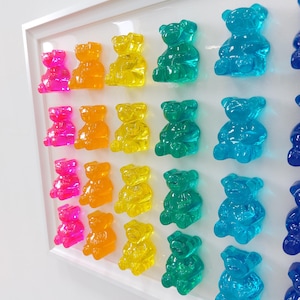 Bright Rainbow Gummy Bear Pop Art 3D Resin Sculpture Wall Hanging Wall ...