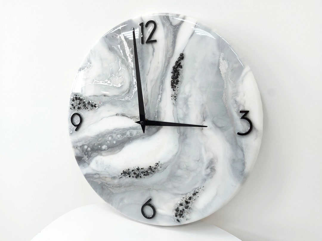 Gray Wall Clock Resin Art Painting Epoxy Decor - Etsy