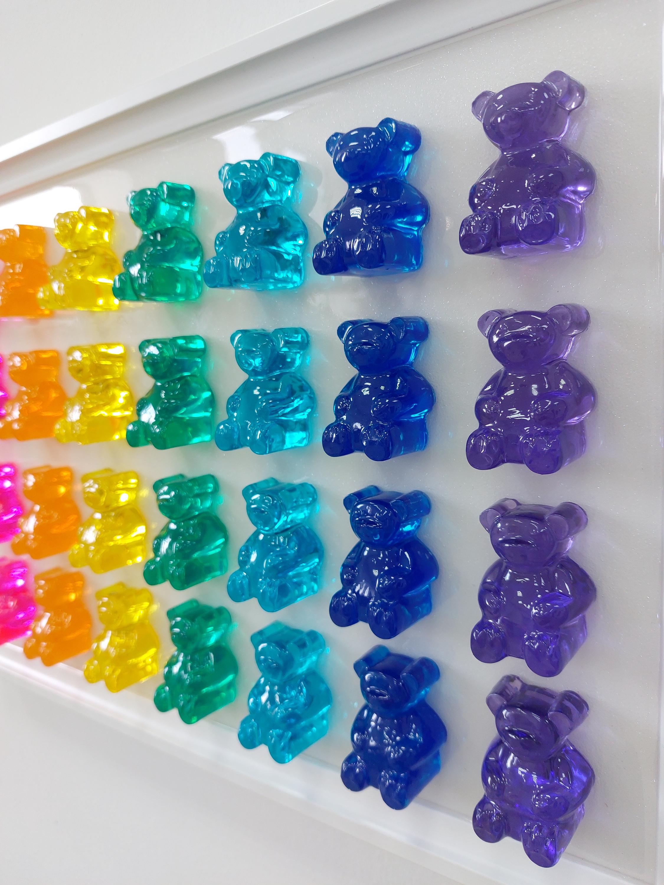 Bright Rainbow Gummy Bear Pop Art 3D Resin Sculpture Wall Hanging Wall ...
