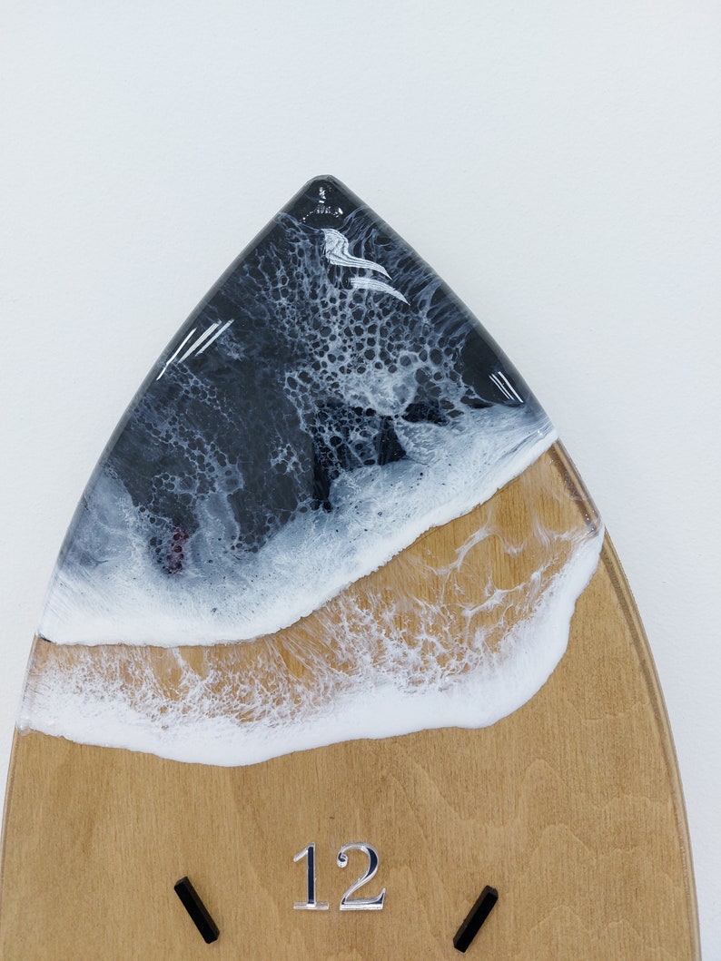 Surfboard Wall Clock Beachy Room Decor Surfboard Wall Art Ocean Resin ...