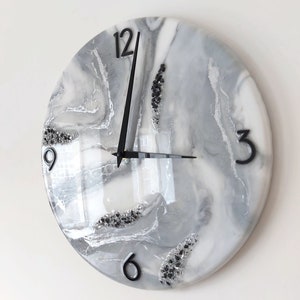 Gray Wall Clock Resin Art Painting Epoxy Decor - Etsy