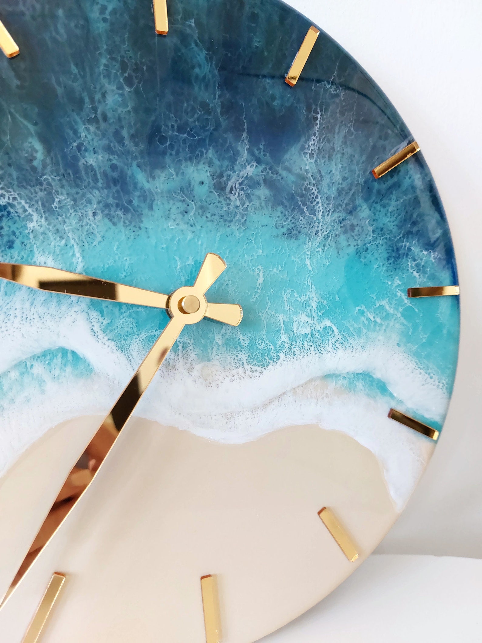 Resin Ocean Wall Clock Resin Art Beach and Sea Unique Wall Decor Epoxy ...