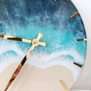 Resin Ocean Wall Clock Resin Art Beach and Sea Unique Wall Decor Epoxy ...