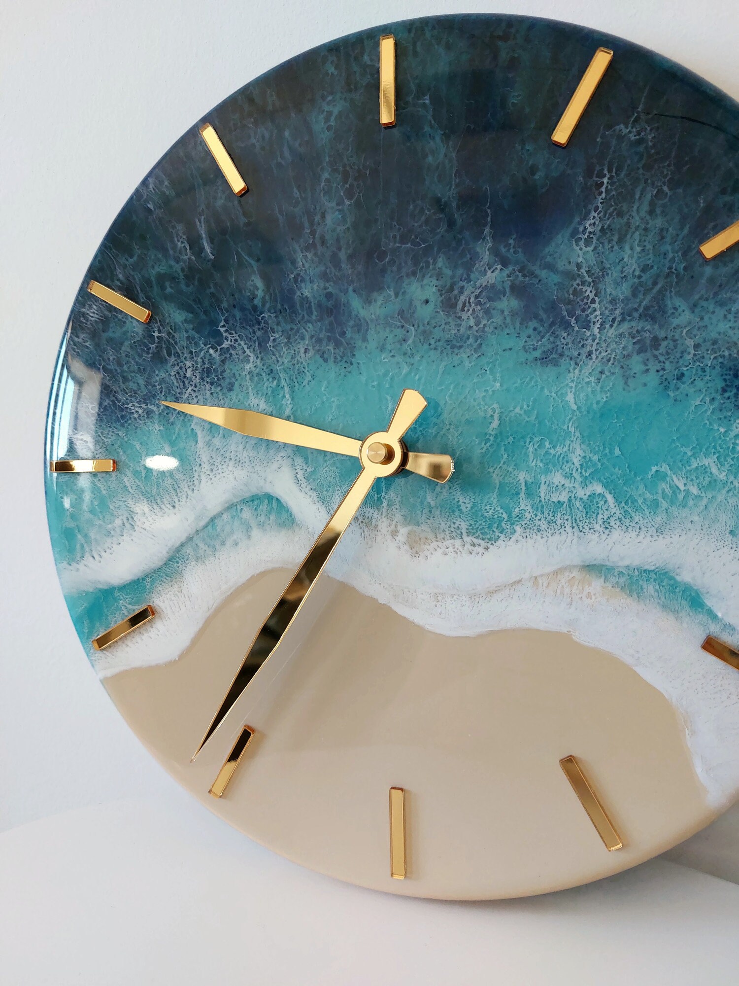 Resin Ocean Wall Clock Resin Art Beach and Sea Unique Wall Decor Epoxy ...