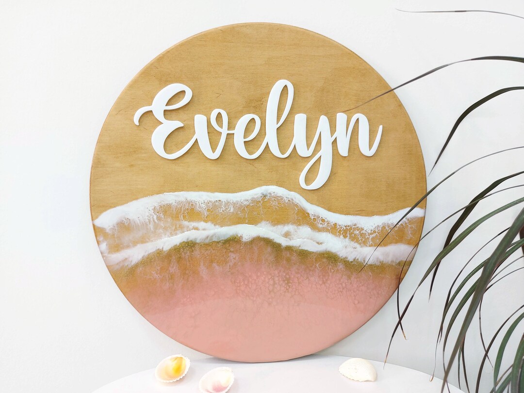 Baby Girl Crib Sign 3D Baby Name Sign Name Sign Round Ocean Themed ...