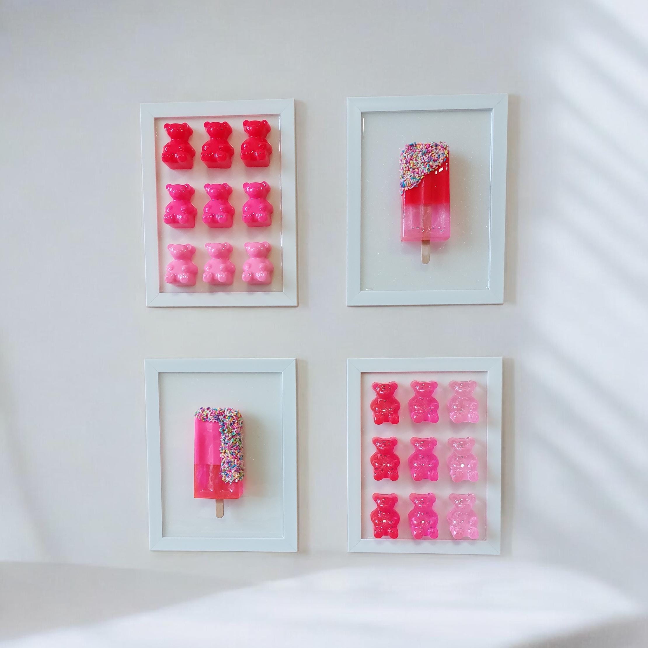 Pink Gummy Bear Wall Art Frame, Pop Art Resin Candy Decor, Ice Cream ...