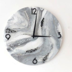 Gray Wall Clock Resin Art Painting Epoxy Decor - Etsy