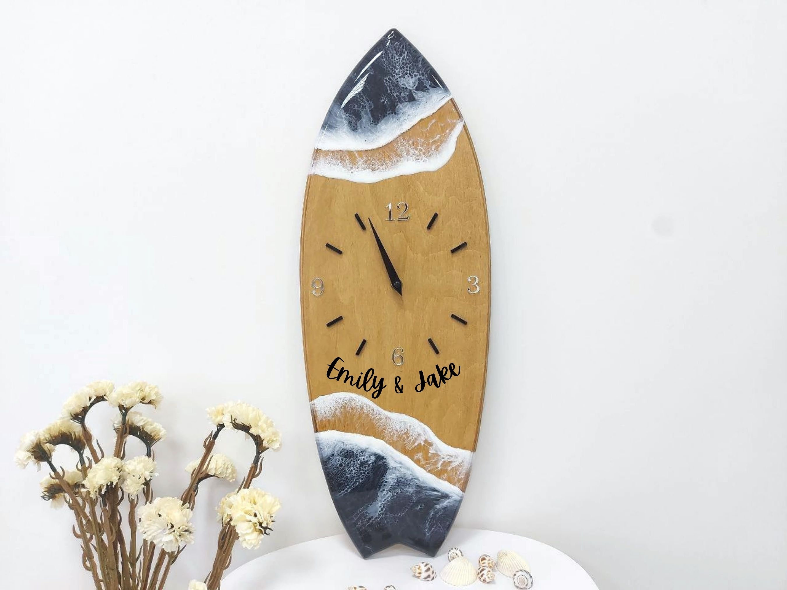 Surfboard Wall Clock Beachy Room Decor Surfboard Wall Art Ocean Resin ...
