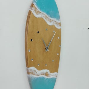 Aqua Surfboard Clock With Tropical Ocean Waves Beachy Room Decor ...