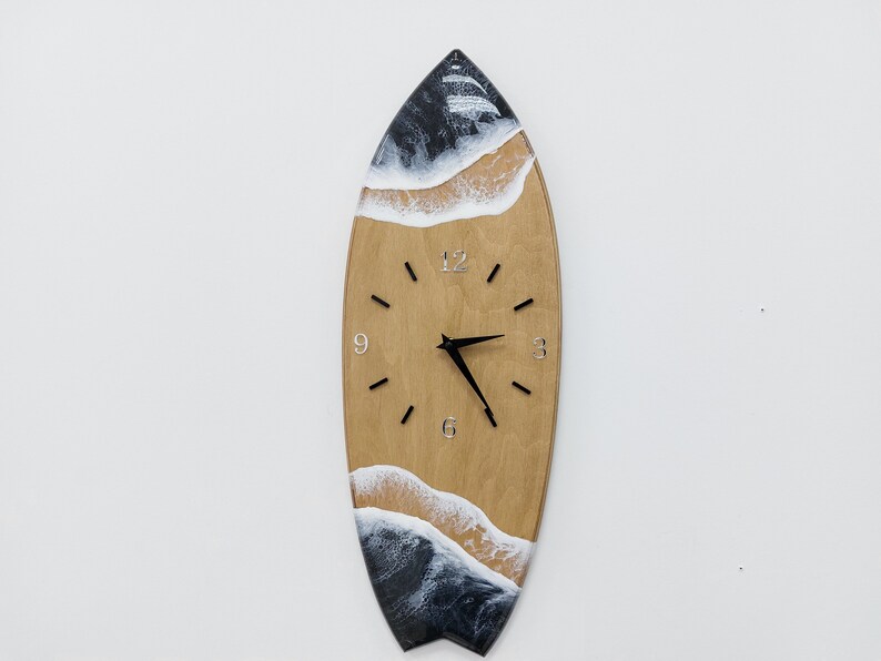 Surfboard Wall Clock Beachy Room Decor Surfboard Wall Art Ocean Resin ...