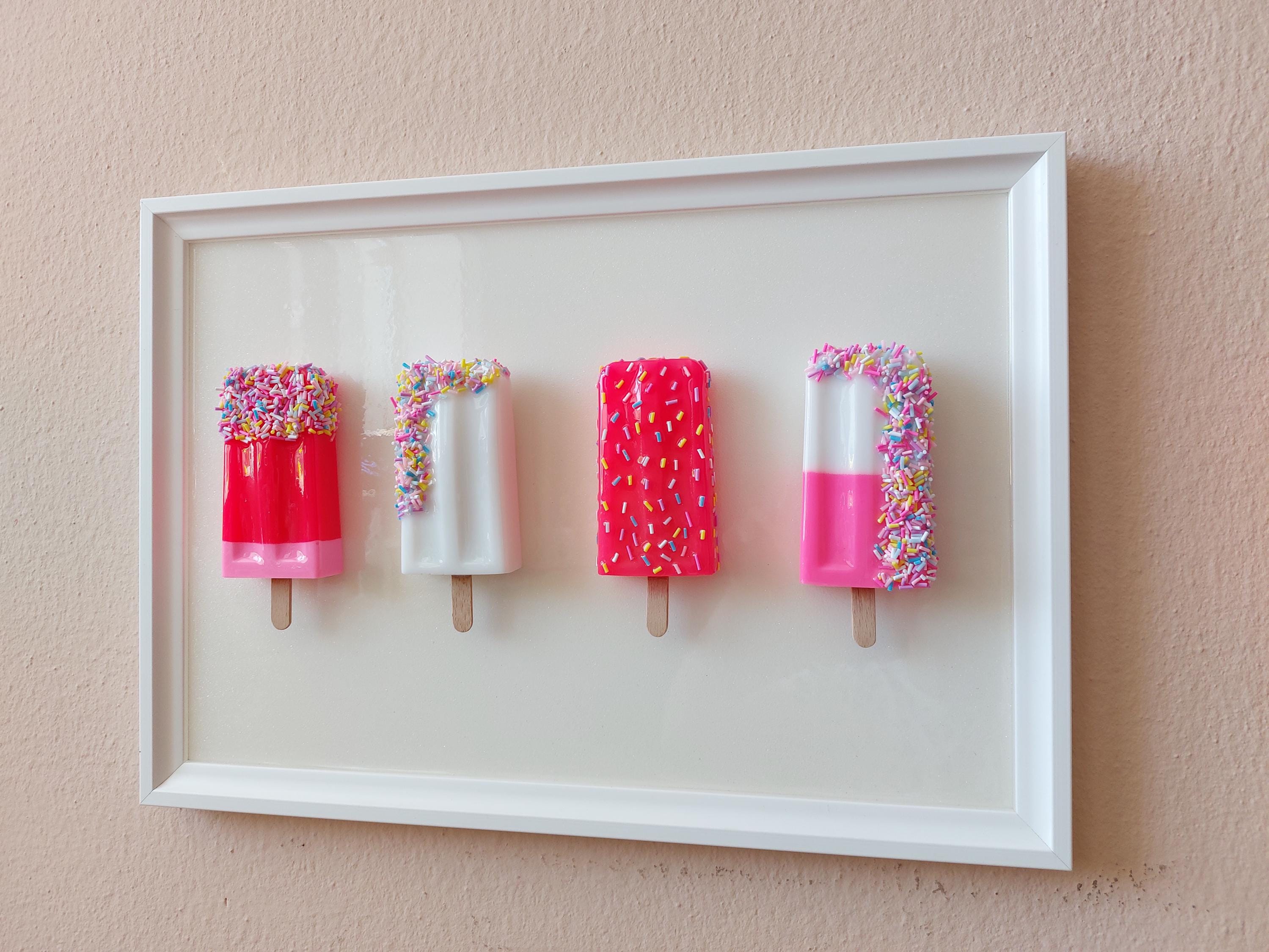 Colorful Ice Pop Wall Art, Fun Resin Decor, Sweet Candy Artwork, Pink ...