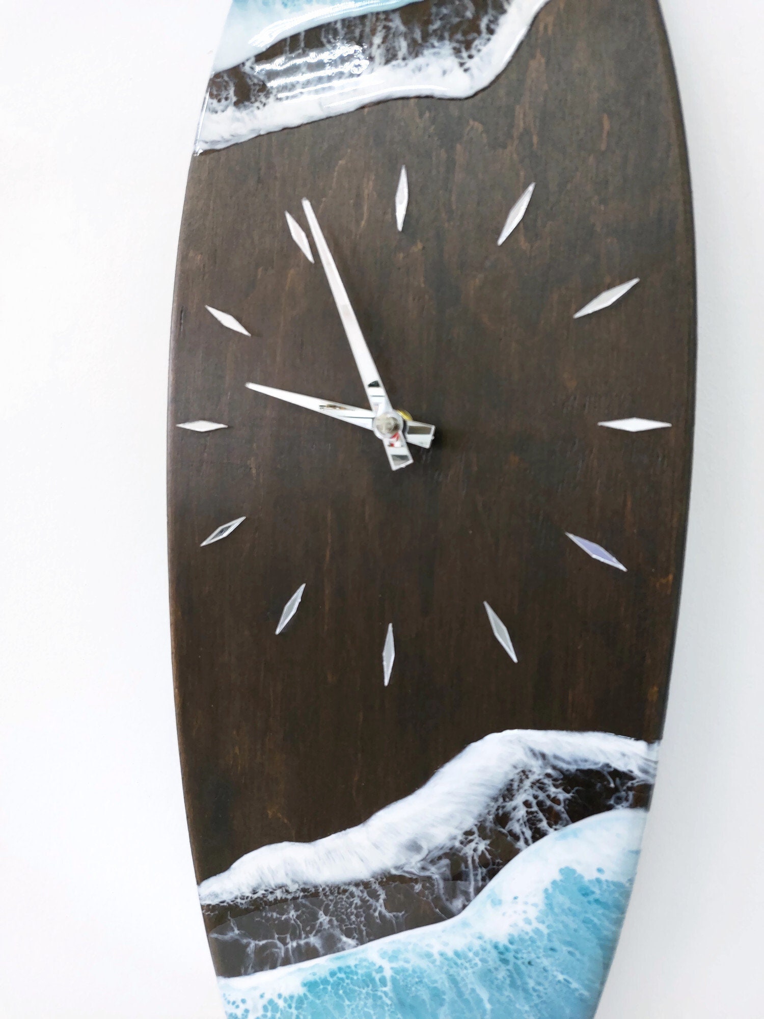 Surfboard Clock With Ocean Waves Beachy Room Decor Surfboard Wall Art ...