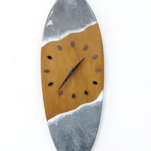 Surfboard Clock With Ocean Waves Beachy Room Decor Surfboard Wall Art ...