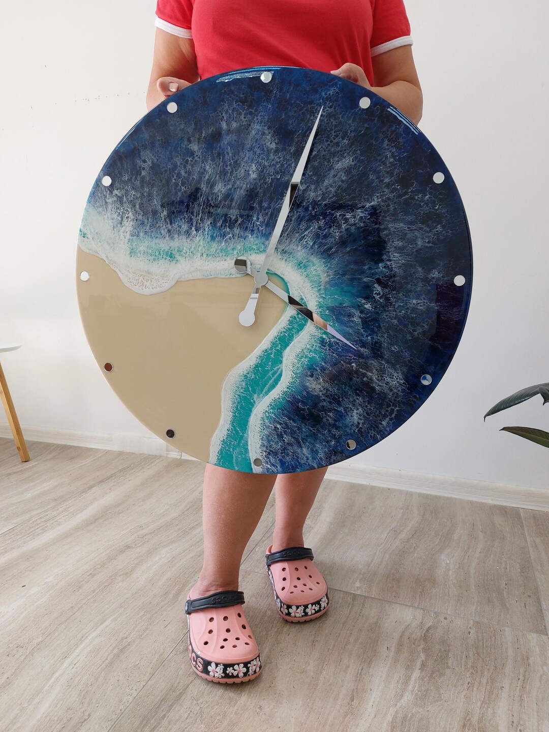 Resin Ocean Wall Clock Resin Art Beach and Sea Unique Wall Decor for ...