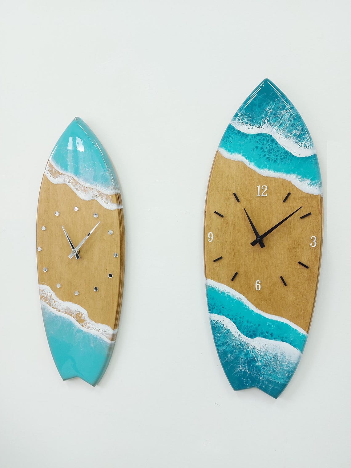 Aqua Surfboard Clock With Tropical Ocean Waves Beachy Room Decor ...