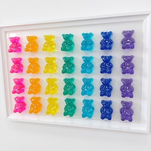 Bright Rainbow Gummy Bear Pop Art 3D Resin Sculpture Wall Hanging Wall ...