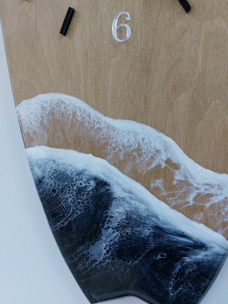 Surfboard Wall Clock Beachy Room Decor Surfboard Wall Art Ocean Resin Art Surfboard Gift Wave ...