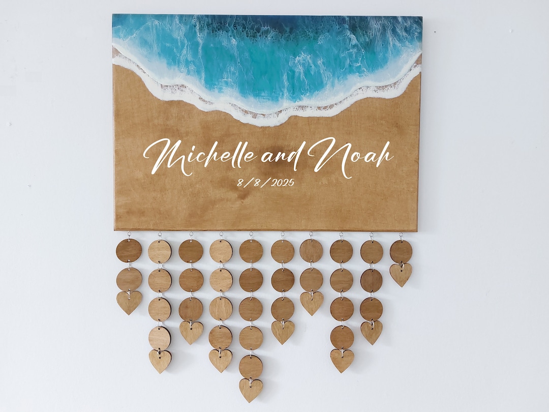 Guest Book Wedding Beach Themed Personalized Wooden Guest Book With ...
