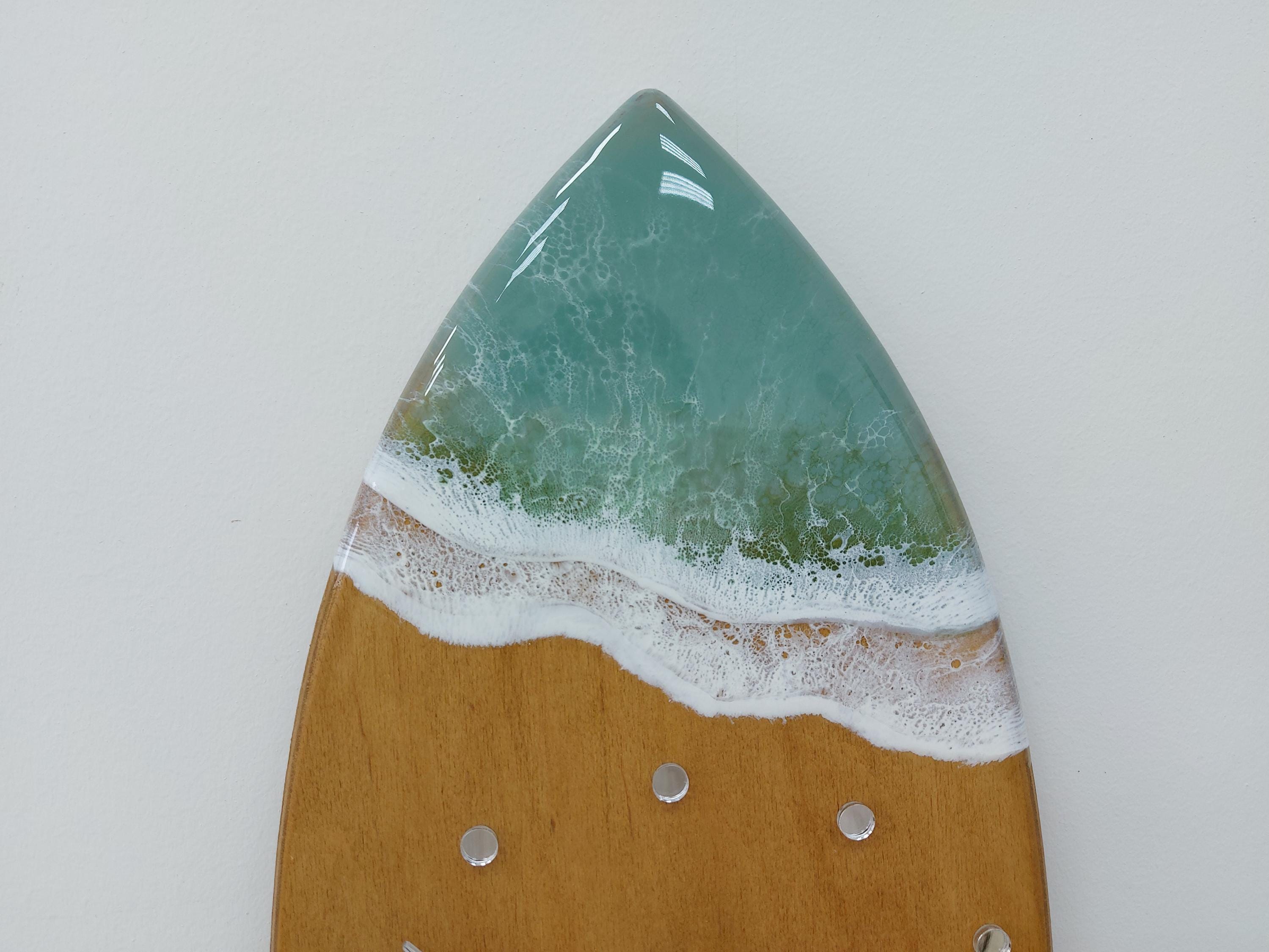 Surfboard Clock With Ocean Waves Beachy Room Decor Surfboard Wall Art ...