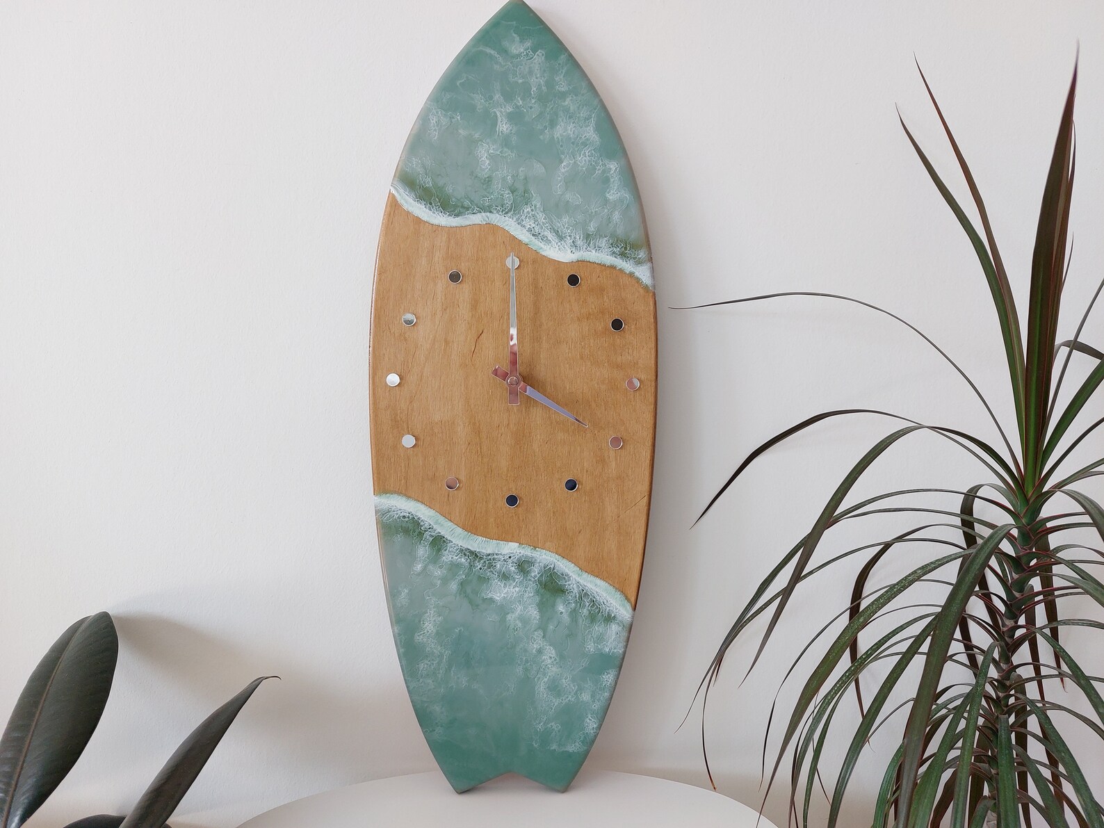 Surfboard Clock With Ocean Waves Beachy Room Decor Surfboard Wall Art ...