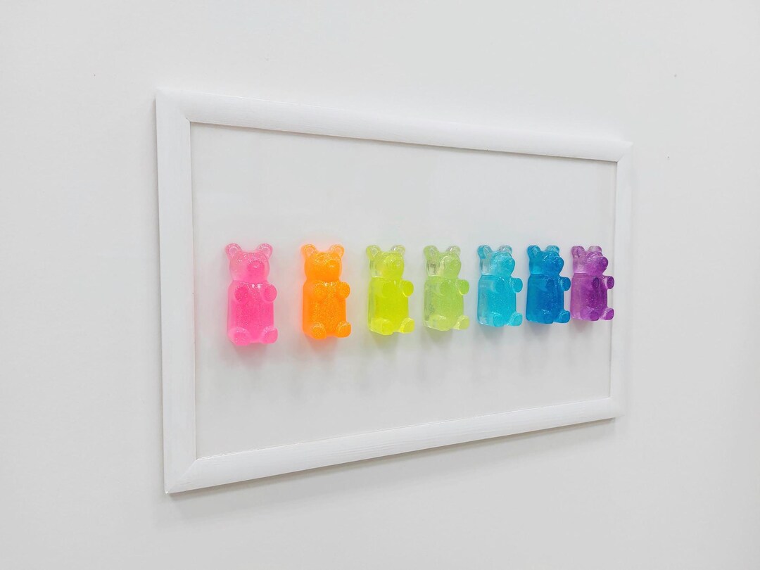 Resin Wall Hanging Rainbow Colorful Gummy Bear Wall Art Modern Pop Art ...