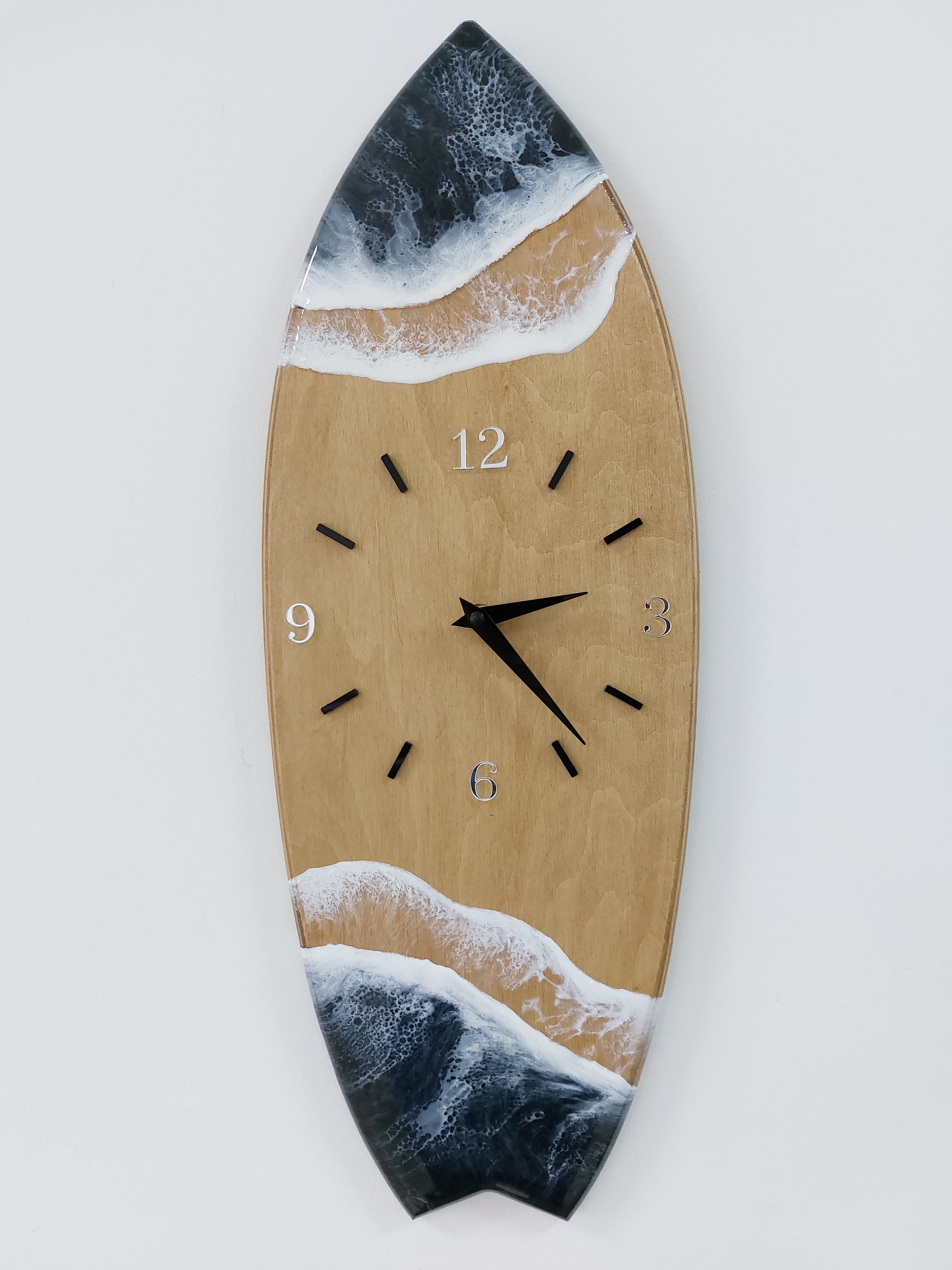 Surfboard Wall Clock Beachy Room Decor Surfboard Wall Art Ocean Resin ...