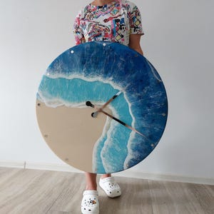 Resin Ocean Wall Clock Resin Art Beach and Sea Unique Wall Decor for ...