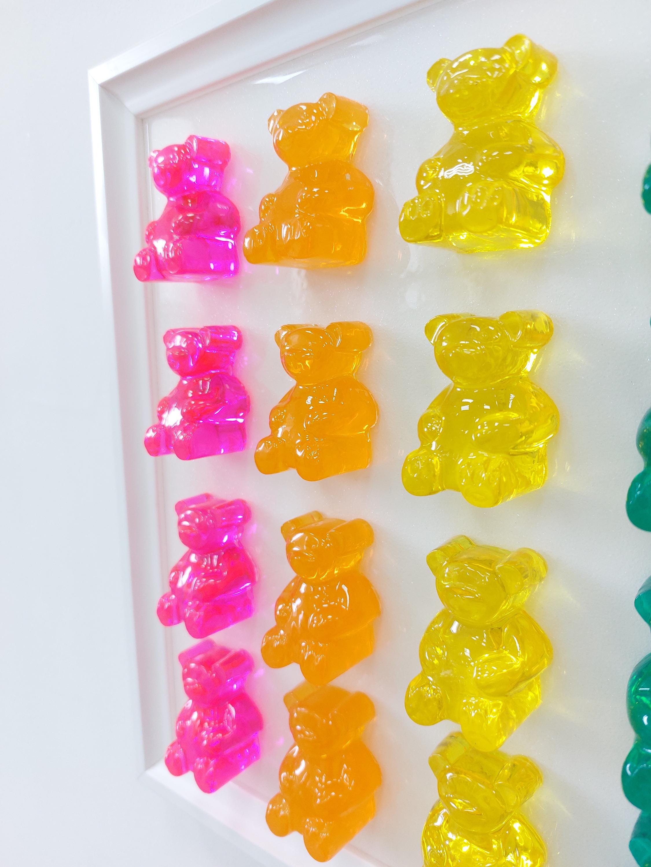 Bright Rainbow Gummy Bear Pop Art 3D Resin Sculpture Wall Hanging Wall ...