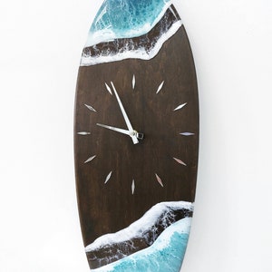 Surfboard Clock With Ocean Waves Beachy Room Decor Surfboard Wall Art ...