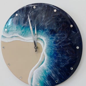 Resin Ocean Wall Clock Resin Art Beach and Sea Unique Wall Decor for ...
