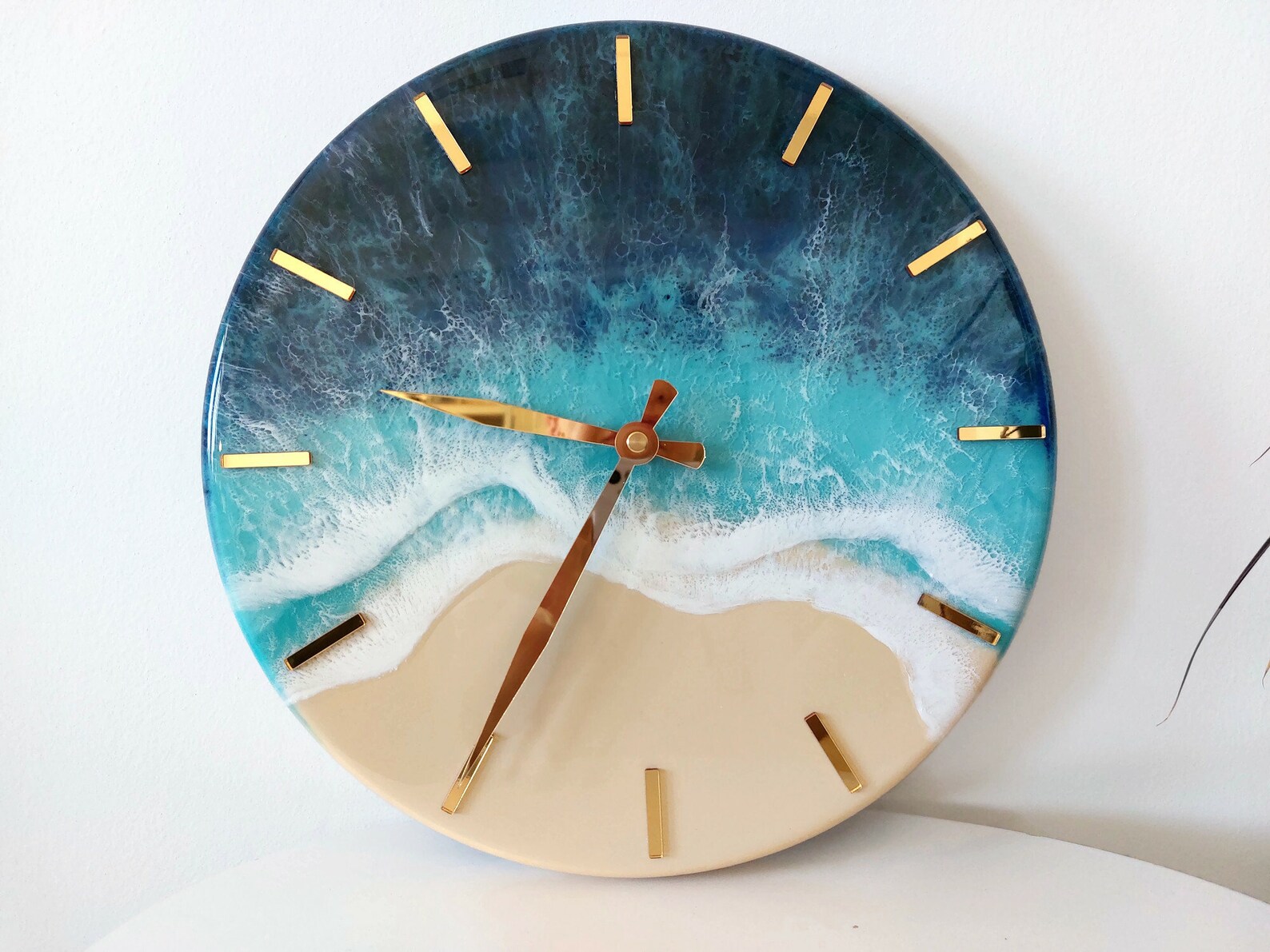 Resin Ocean Wall Clock Resin Art Beach and Sea Unique Wall Decor Epoxy ...