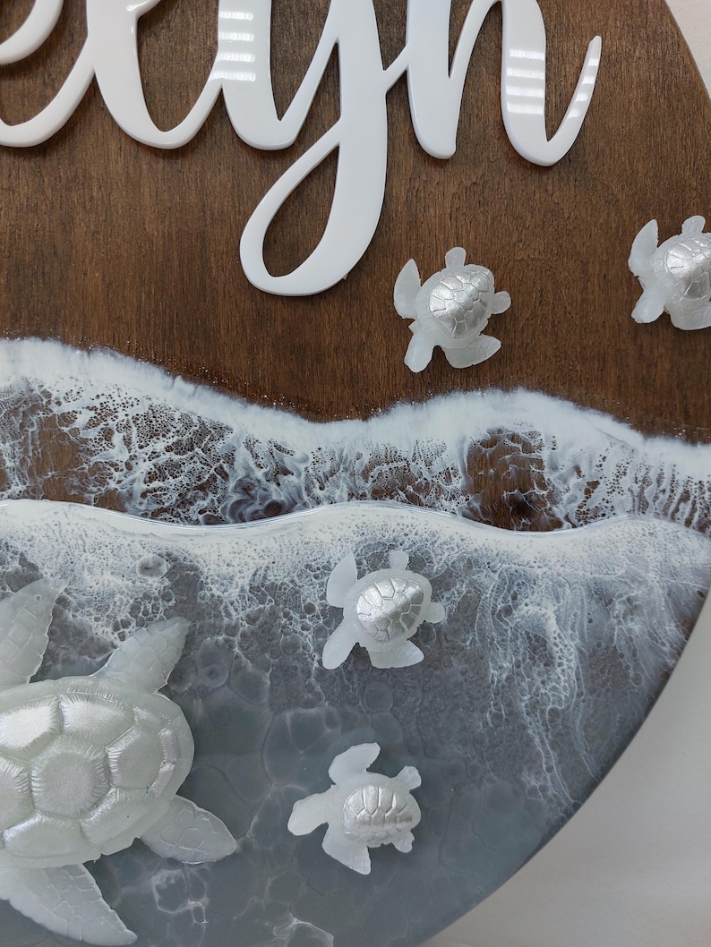 Crib Sign for Nautical Nursery Ocean Turtle 3D Baby Name Sign Round ...