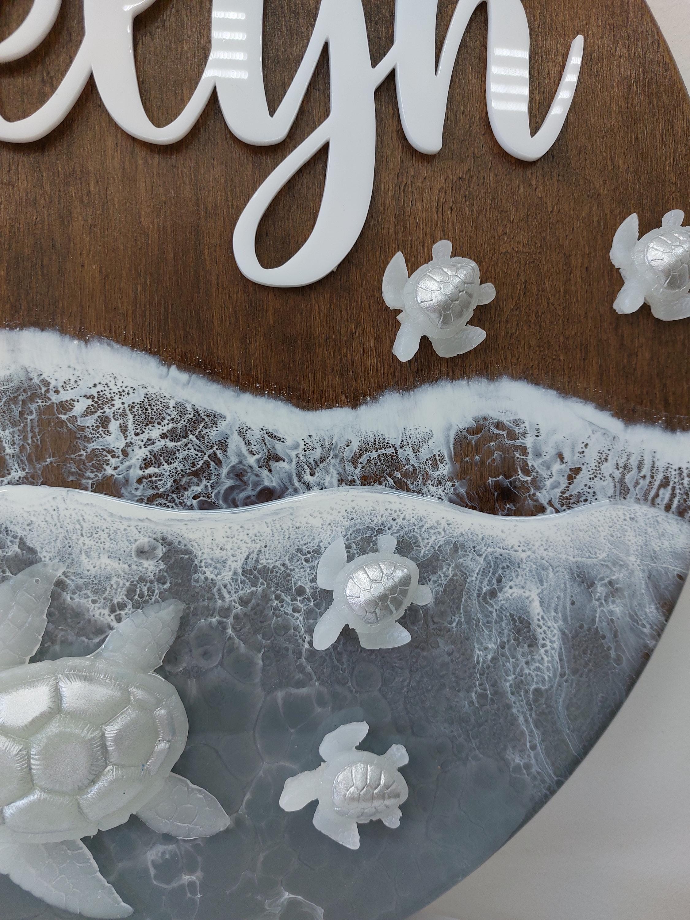 Crib Sign for Nautical Nursery Ocean Turtle 3D Baby Name Sign Round ...