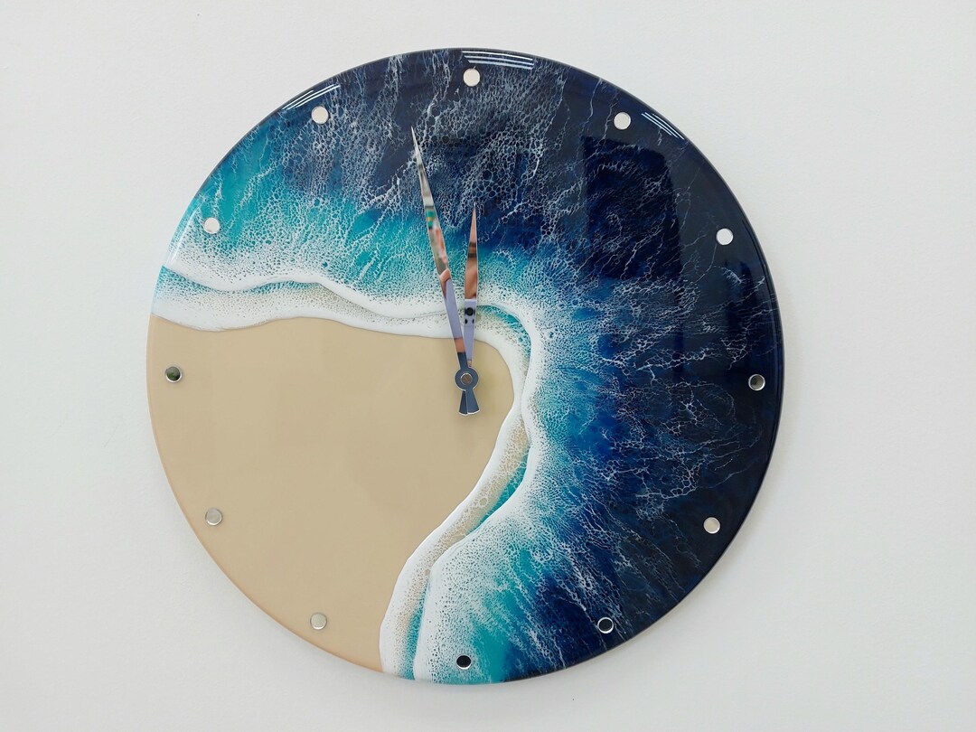 Resin Ocean Wall Clock Resin Art Beach and Sea Unique Wall Decor for ...