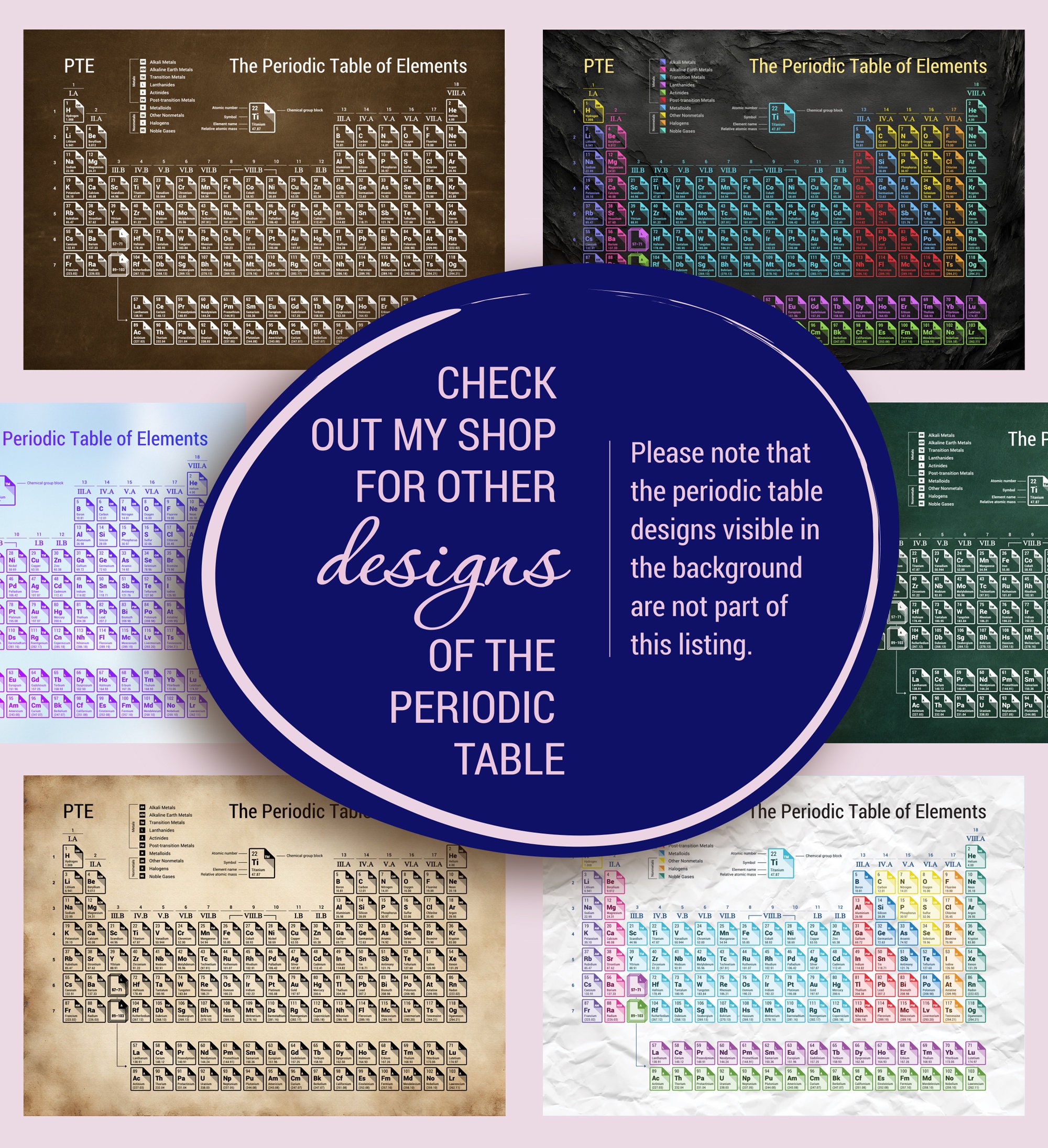 Periodic Table With 118 Elements Colorful on Black / Transparent ...
