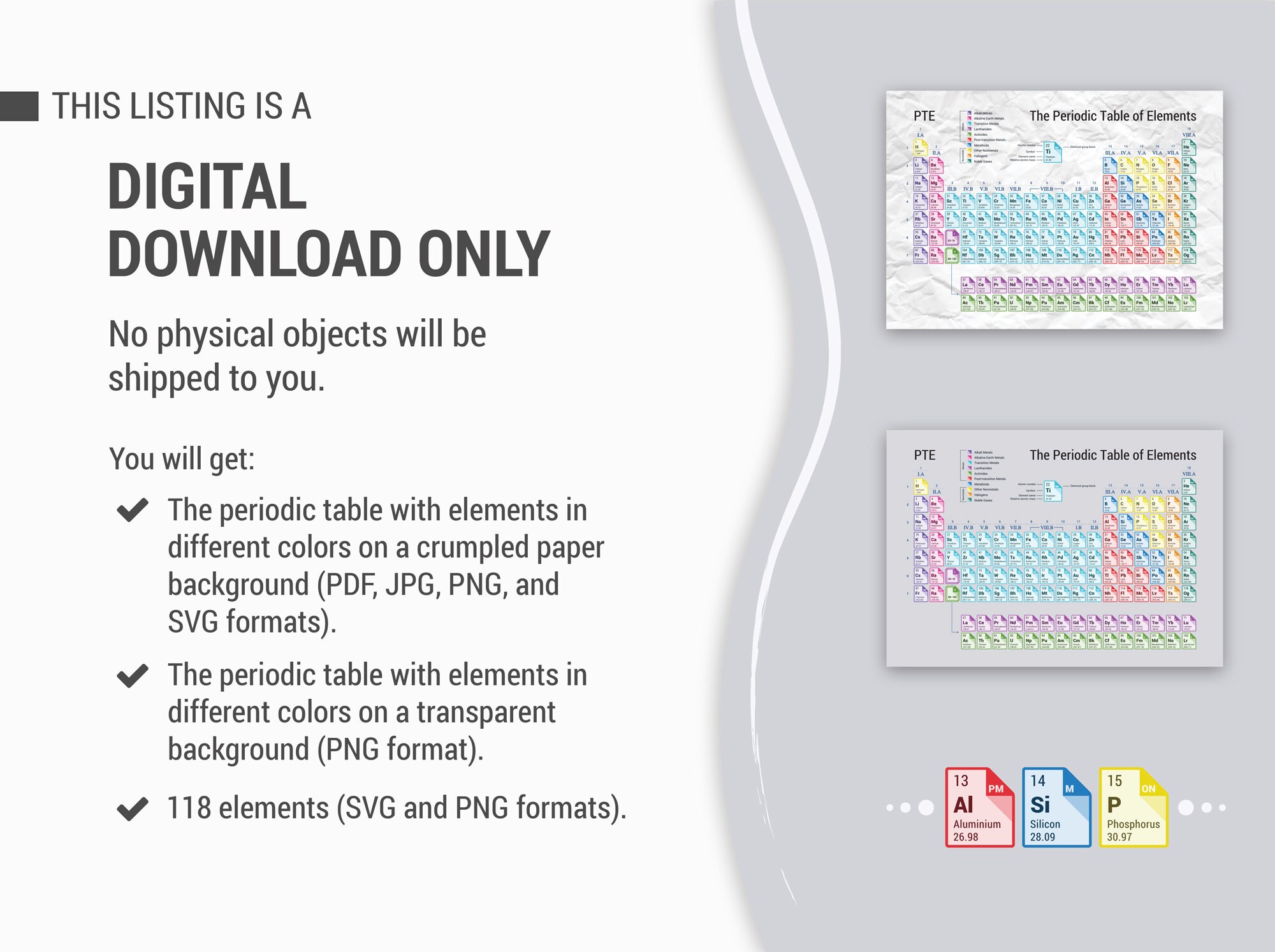 Periodic Table PNG Crumpled Paper & Transparent Background 118 Elements ...