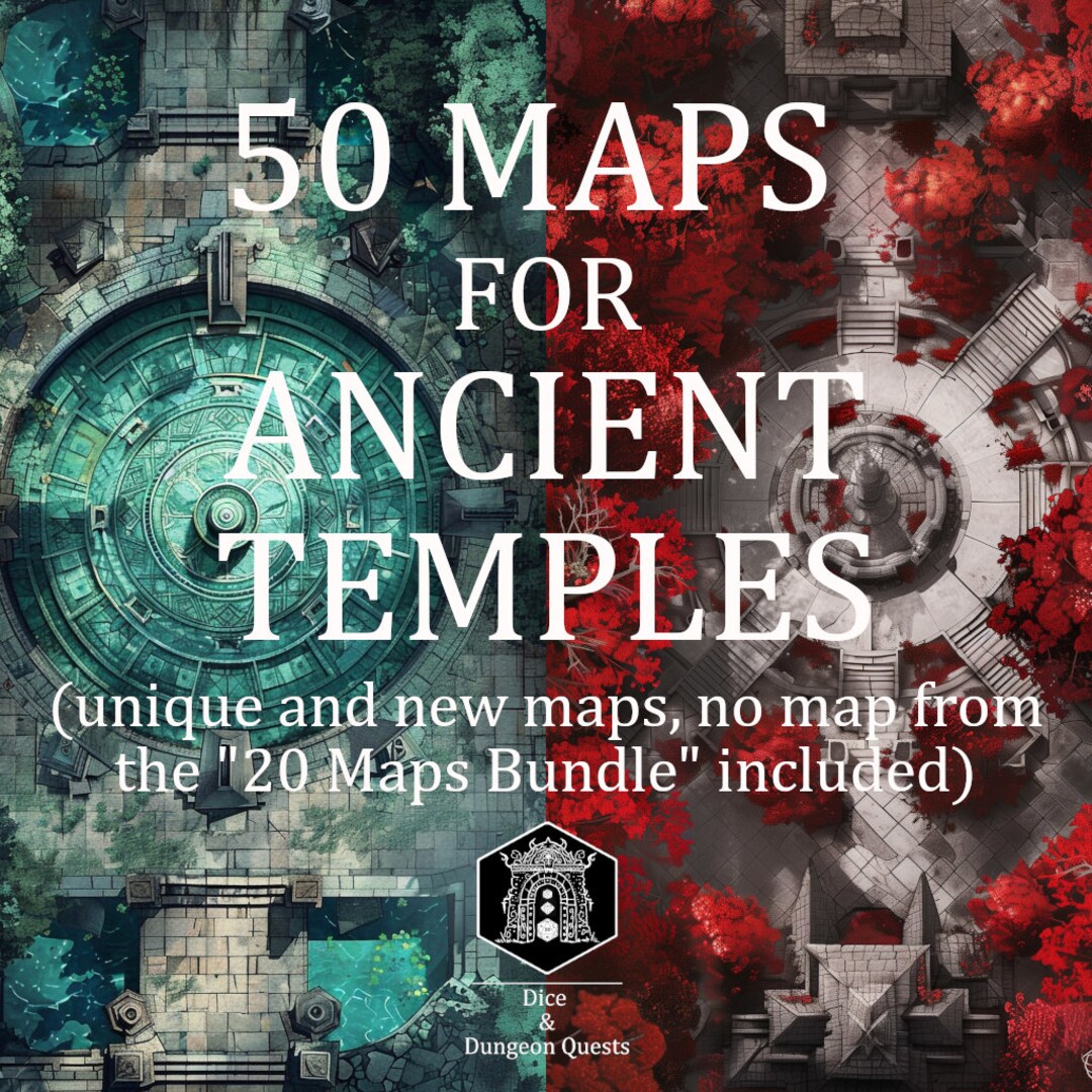 Battle Map Collection of 50 Maps (16:9) for Ancient Temples, for D&D ...