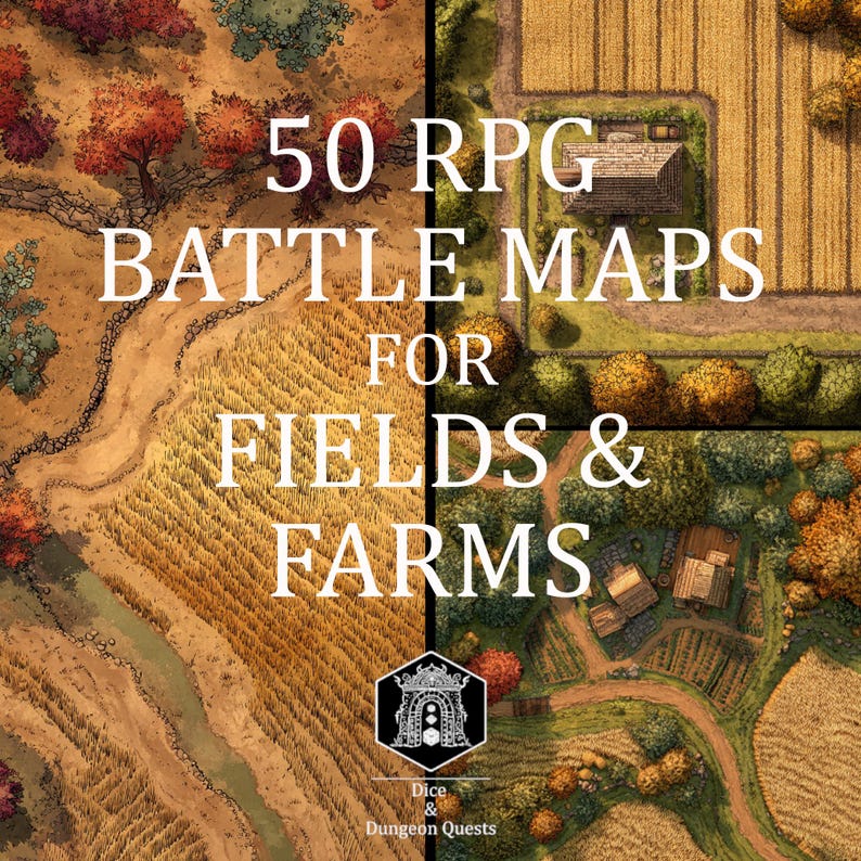 Battle Map Art - 50 Digital Maps for Fields and Farms, for VTT RPG ...