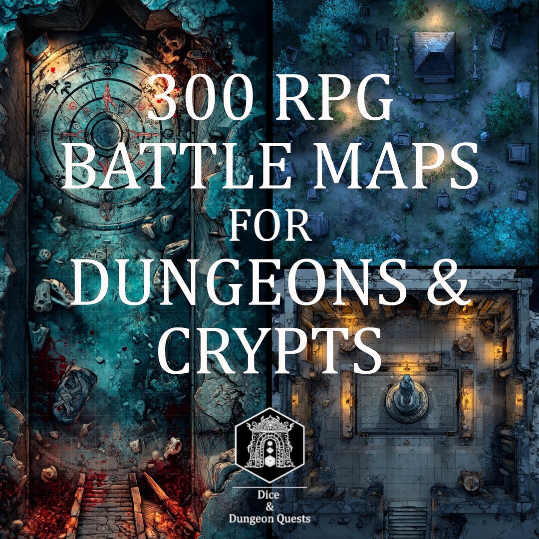 Battle Map Art - 300 Digital Maps for Dungeons and Crypts, for VTT RPG ...