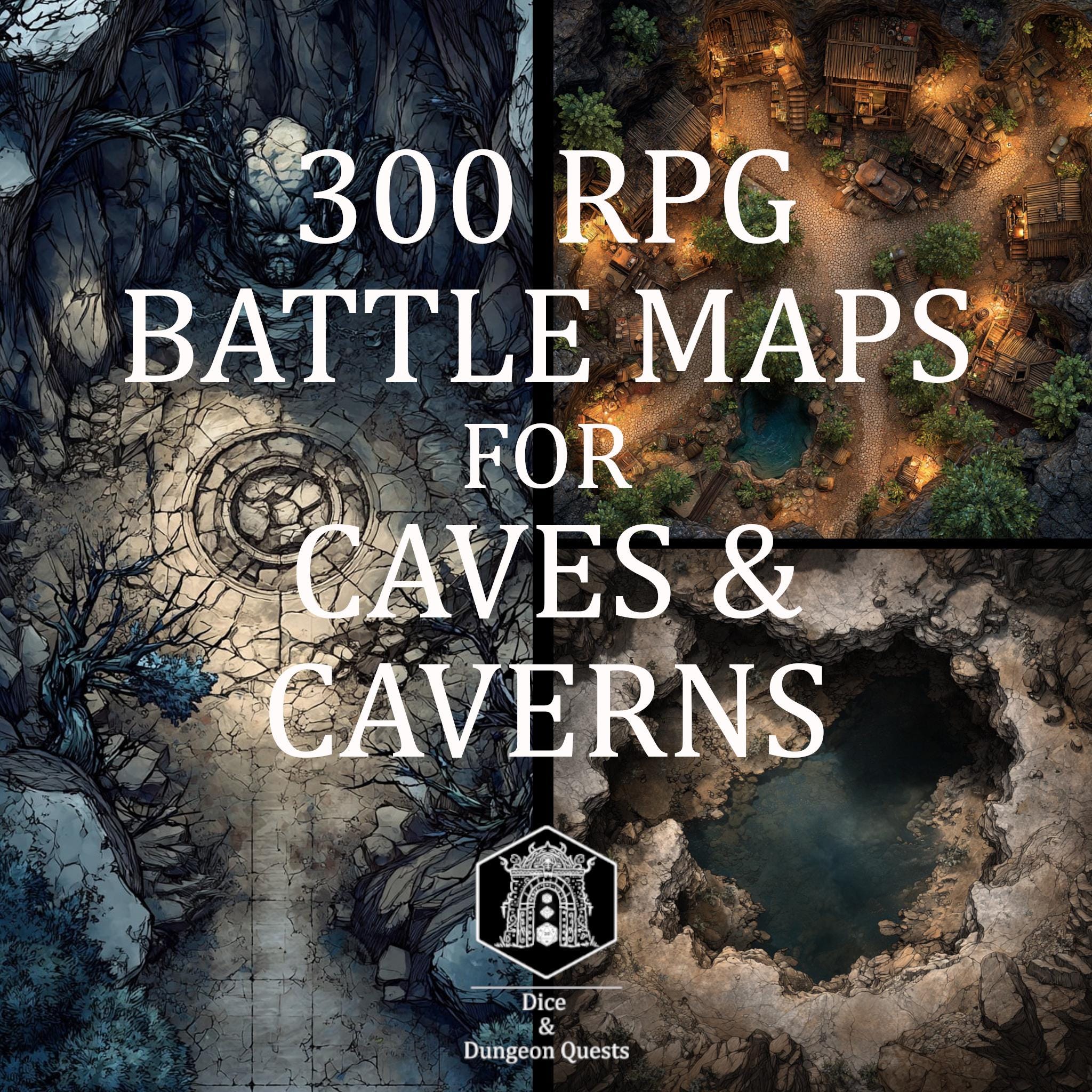 Battle Map Art - 300 Digital Maps for Caves & Caverns, for VTT RPG ...