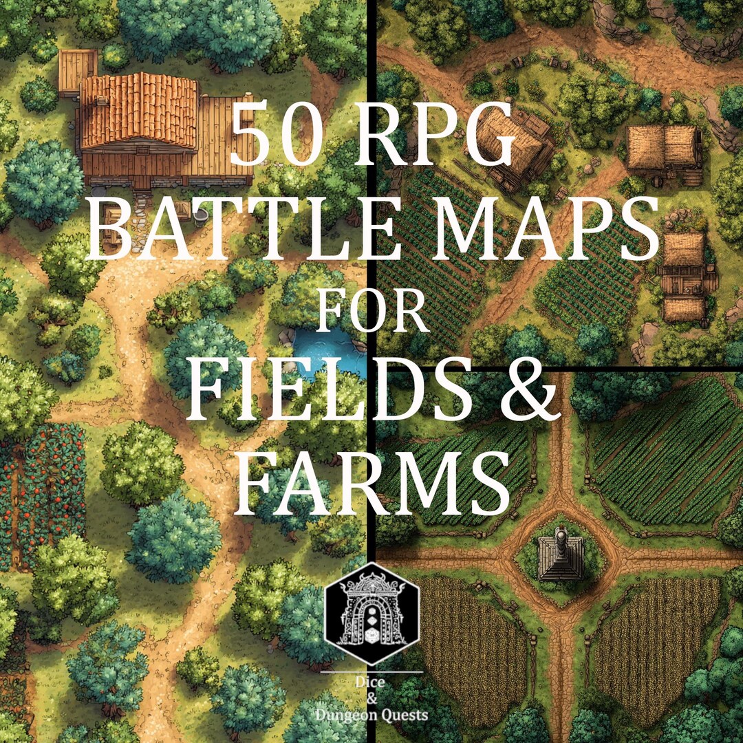 Battle Map Art - 50 Digital Maps for Fields and Farms, for VTT RPG ...